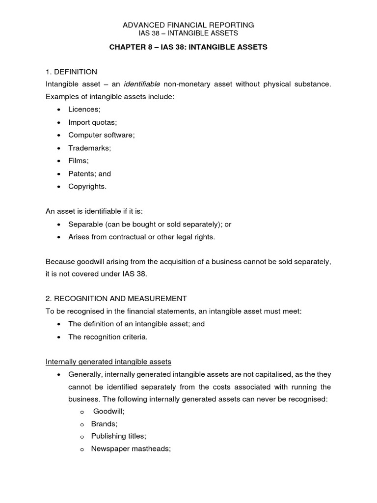 Chapter 8 Notes | PDF | Intangible Asset | International Financial ...