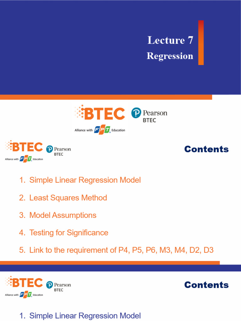 Lecture 7 - Regression | Download Free PDF | Regression Analysis | Linear Regression