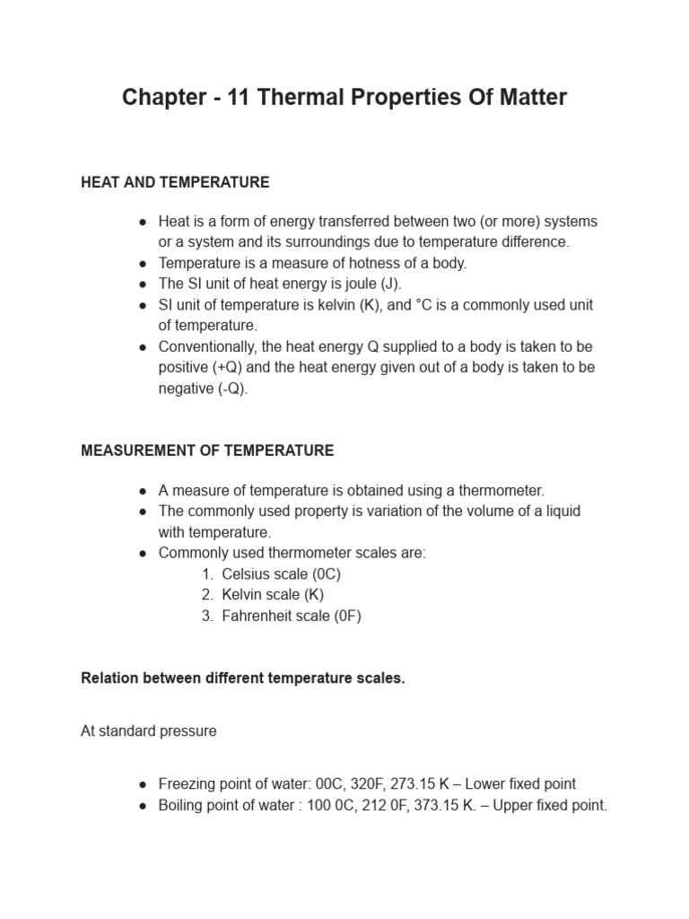 Thermal Properties of Matter | PDF | Temperature | Thermal Expansion