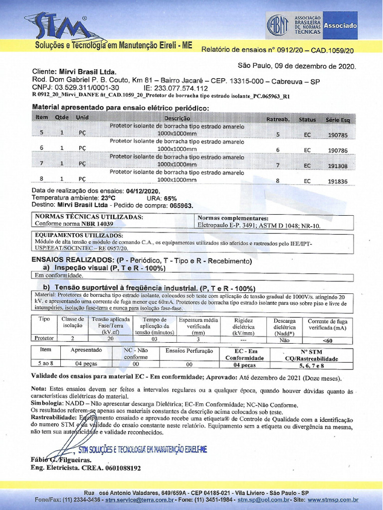 R 0912 - 20 - Mirvi - DANFE ÑT - CAD.1059 - 20 - Protetor de Borracha ...