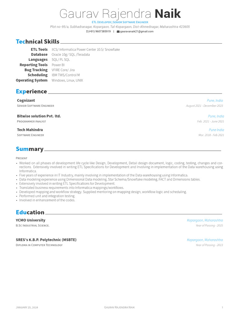 Gaurav Naik CV | PDF | Software Engineering | Data Management