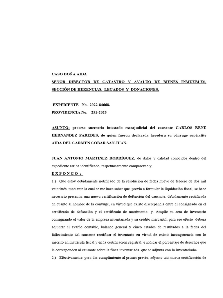 Memorial Dicabi Doña Aida Cobar | PDF | Finanzas y administración del dinero | Hogar y jardín