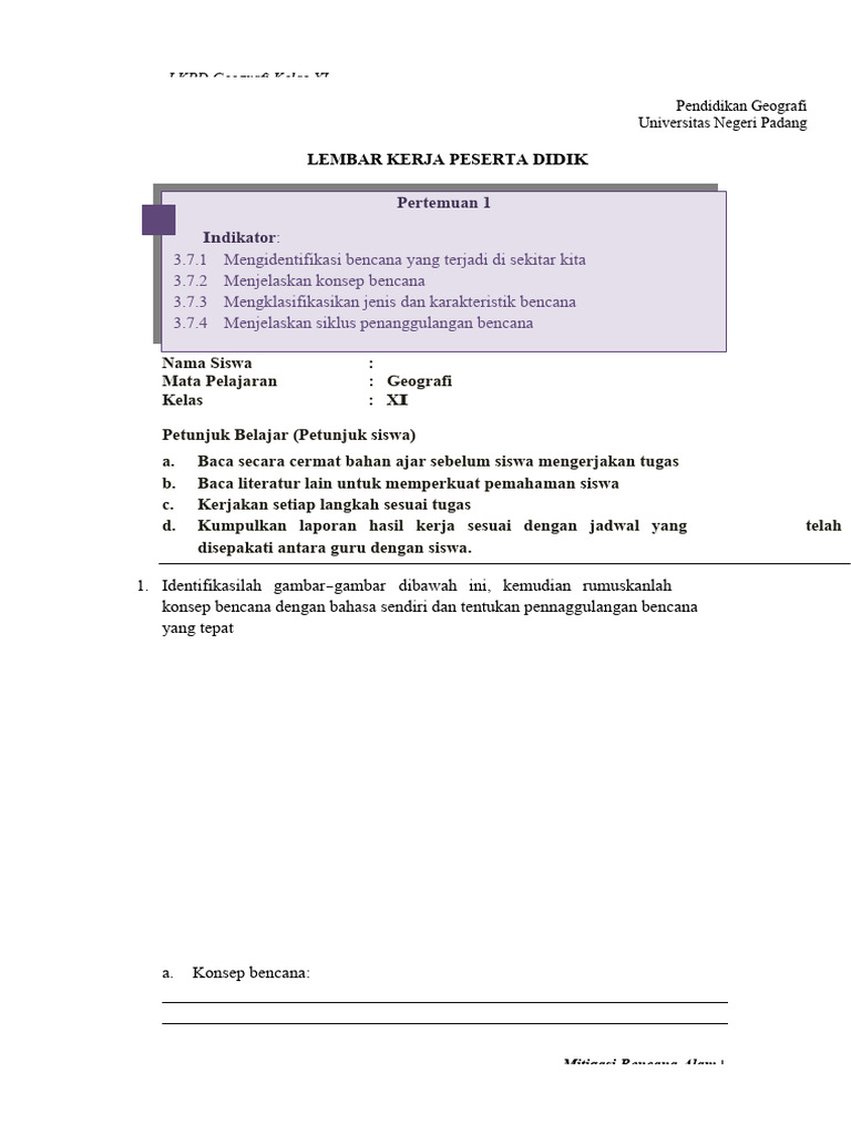 3.7. LKPD Mitigasi Bencana Alam Done | PDF