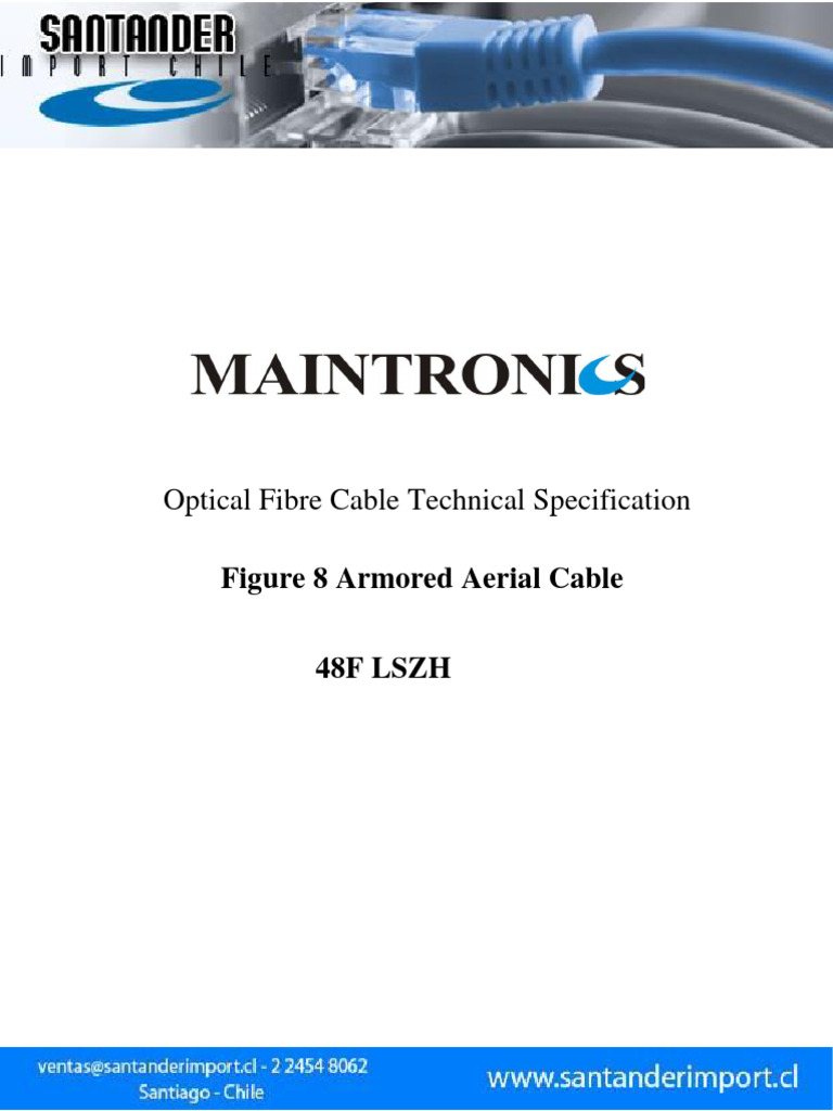 Ficha Tecnica Fibra Figura 8 SM 24f Arm LSZH - Maintronics GG | PDF | Optical Fiber | Optics