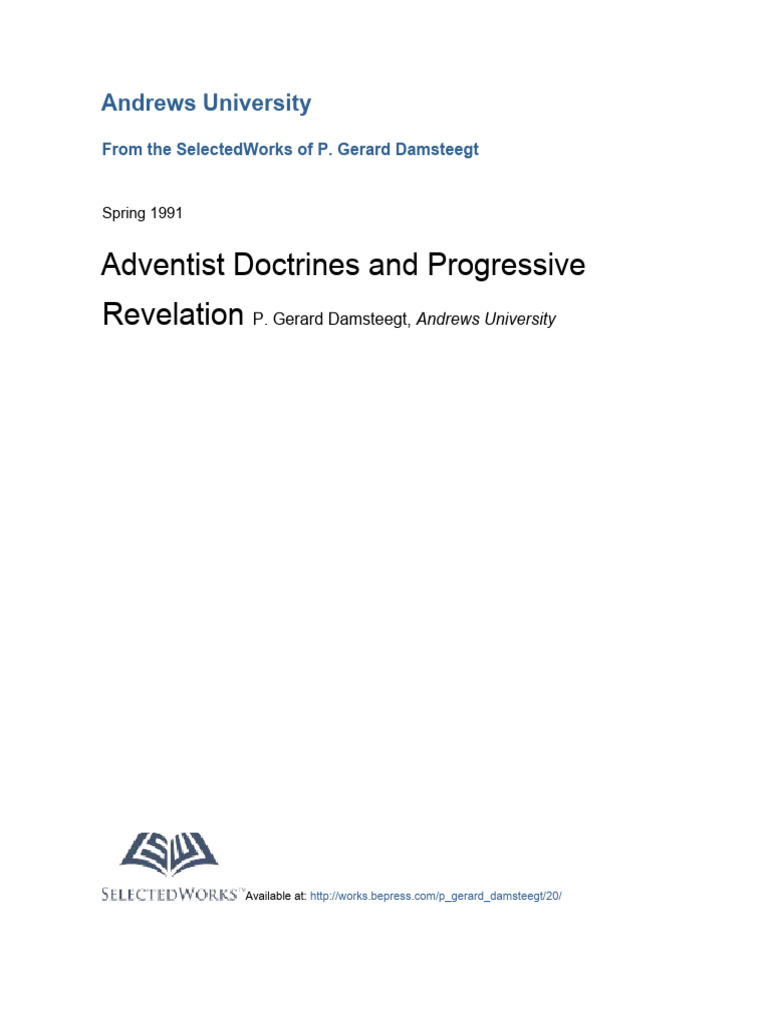 Adventist Doctrines and Progressive Revelation | PDF | Seventh Day ...