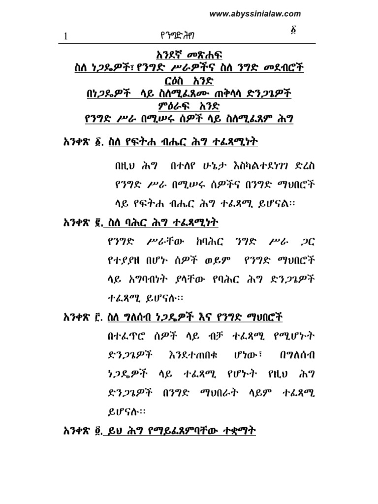 Commercial Code Amharic | PDF