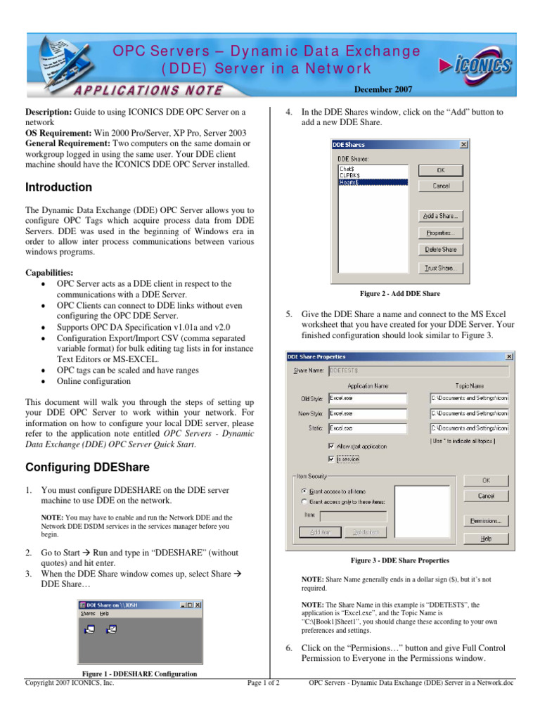 OPC Servers - Dynamic Data Exchange (DDE) Server in A Network | PDF | Server (Computing) | Login