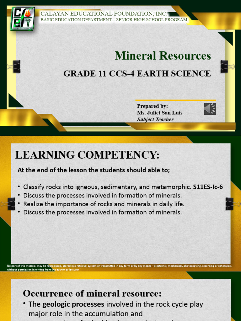 Understanding Mineral Resources in Earth Science | PDF | Igneous Rock ...