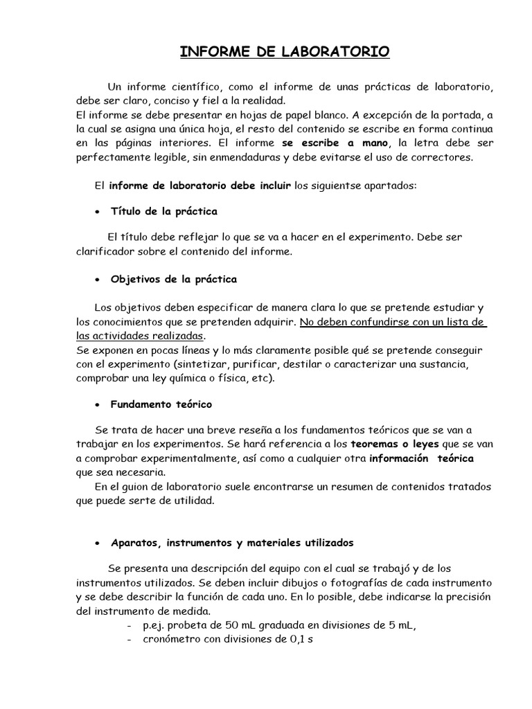 Como Hacer Un INFORME DE LABORATORIO | PDF | Experimentar | Laboratorios