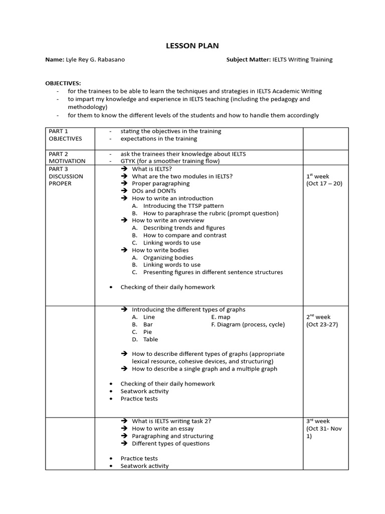 training LESSON PLAN | PDF | Lesson Plan | Teaching