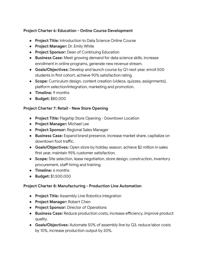 Project Charter 6 - Education - Online Course Development | PDF ...