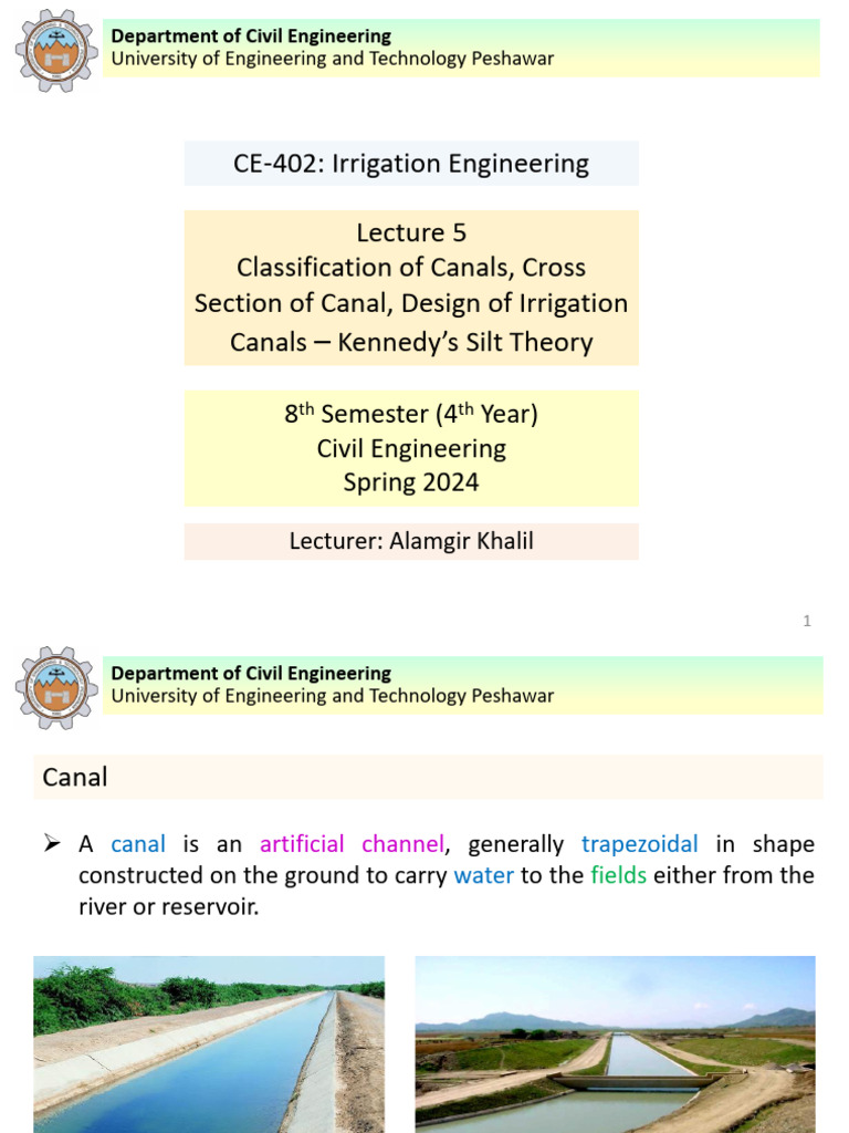 Irrigation Lect 5 | Download Free PDF | Canal | Earth Sciences