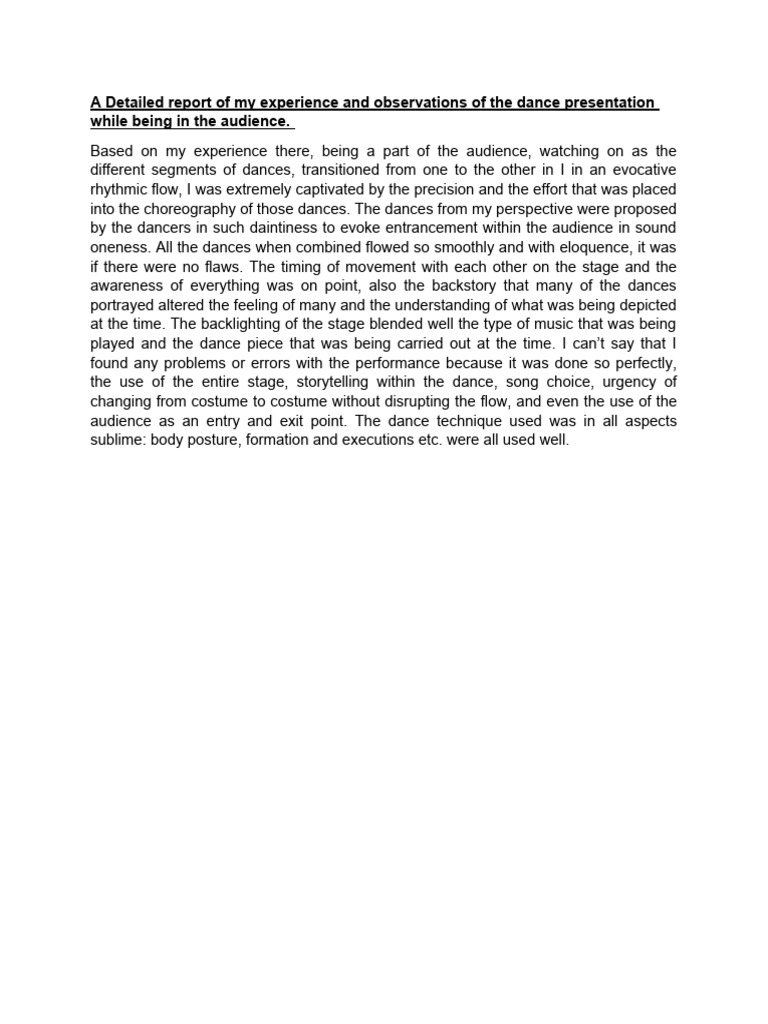 Dance report (M.J.M) | PDF