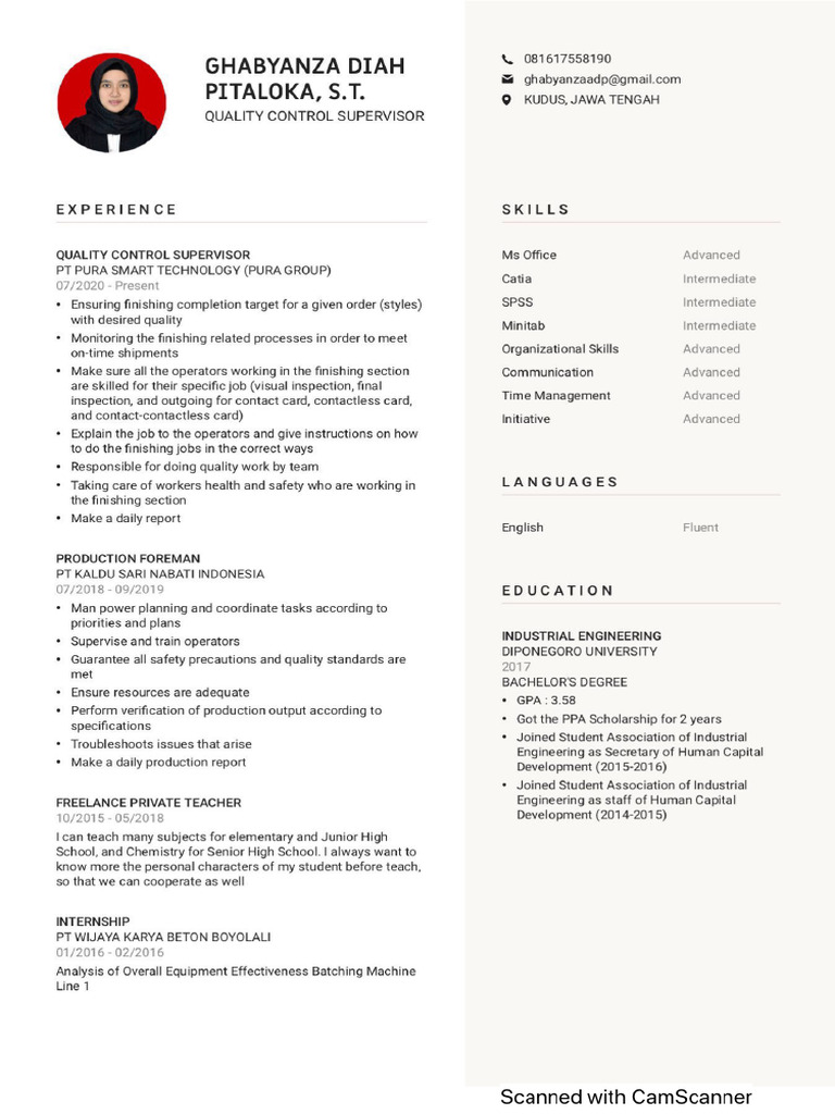 Ghabyanza Diah Pitaloka CV | PDF