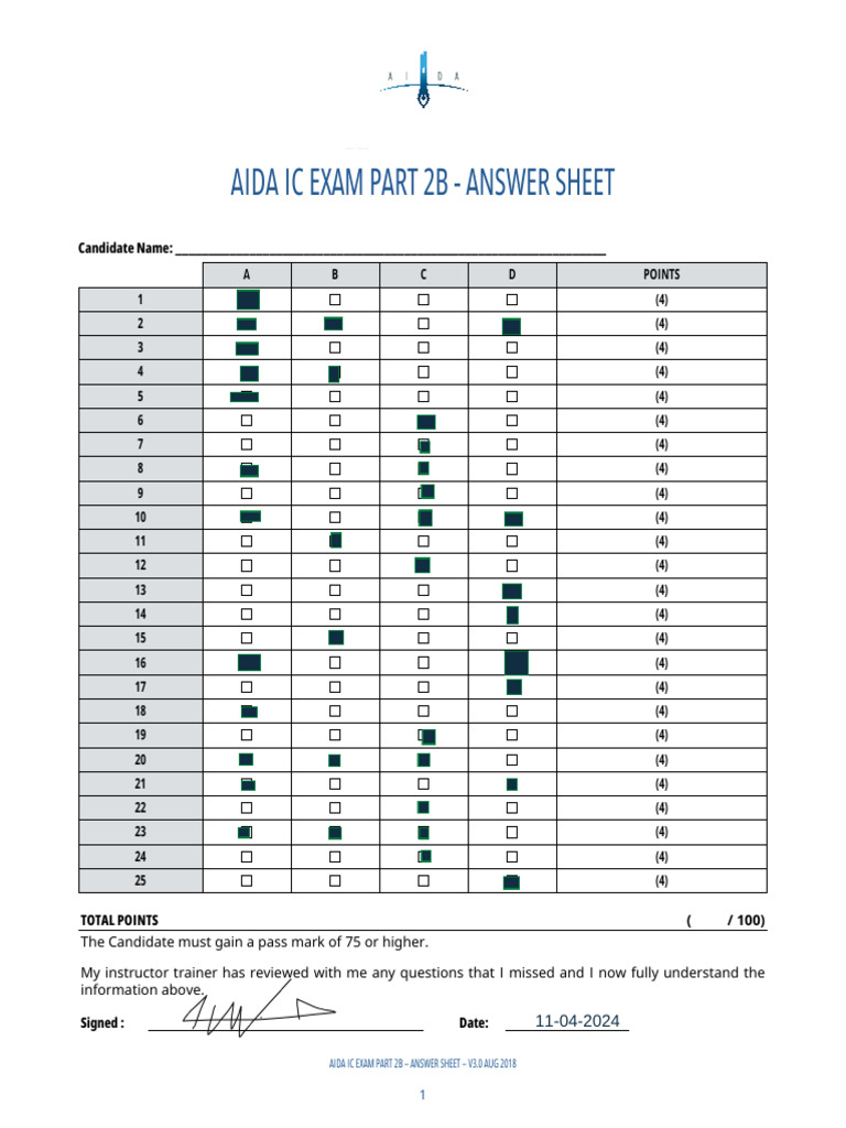 AIDA IC Exam Part 2B Answer Sheet | PDF | Logos | Communication Design