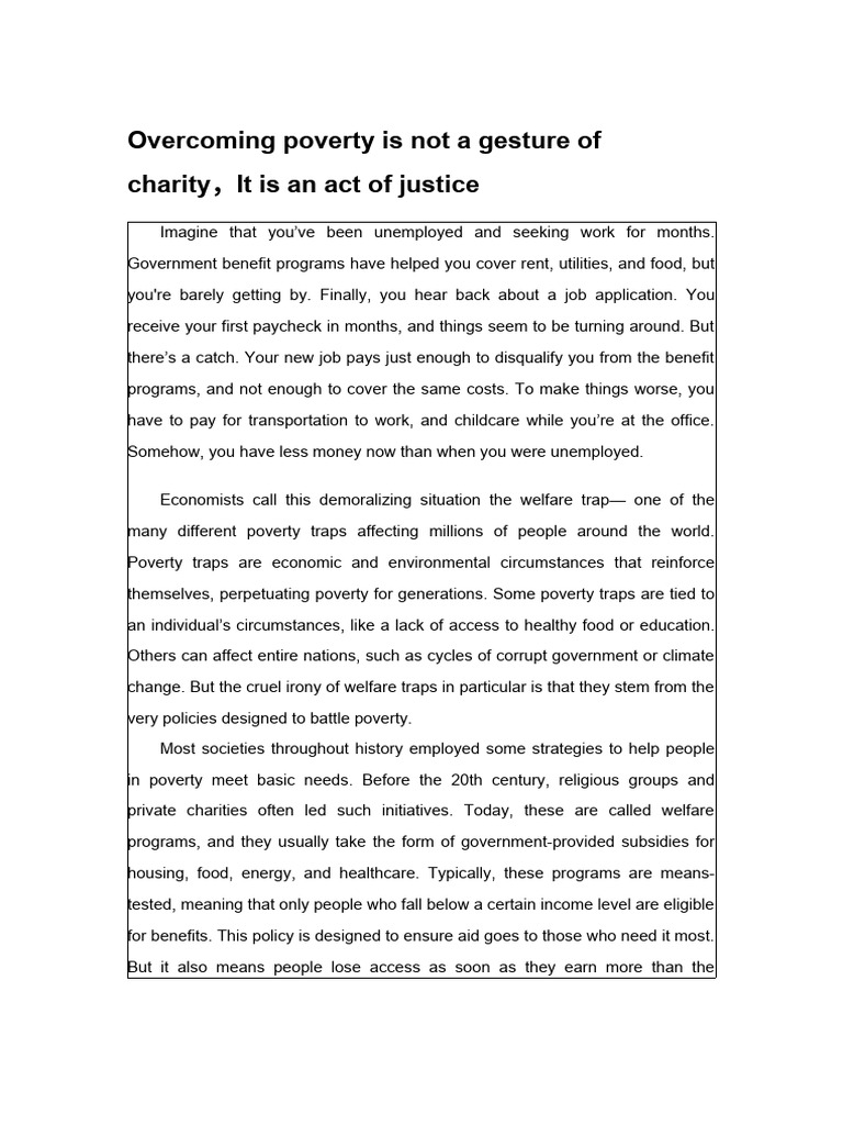 Overcoming Poverty Is Not A Gesture of Charity | PDF | Welfare | Poverty