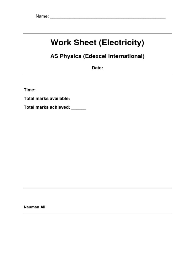 Electricity Work Sheet 2022 2023 1 | PDF | Electrical Resistance And ...