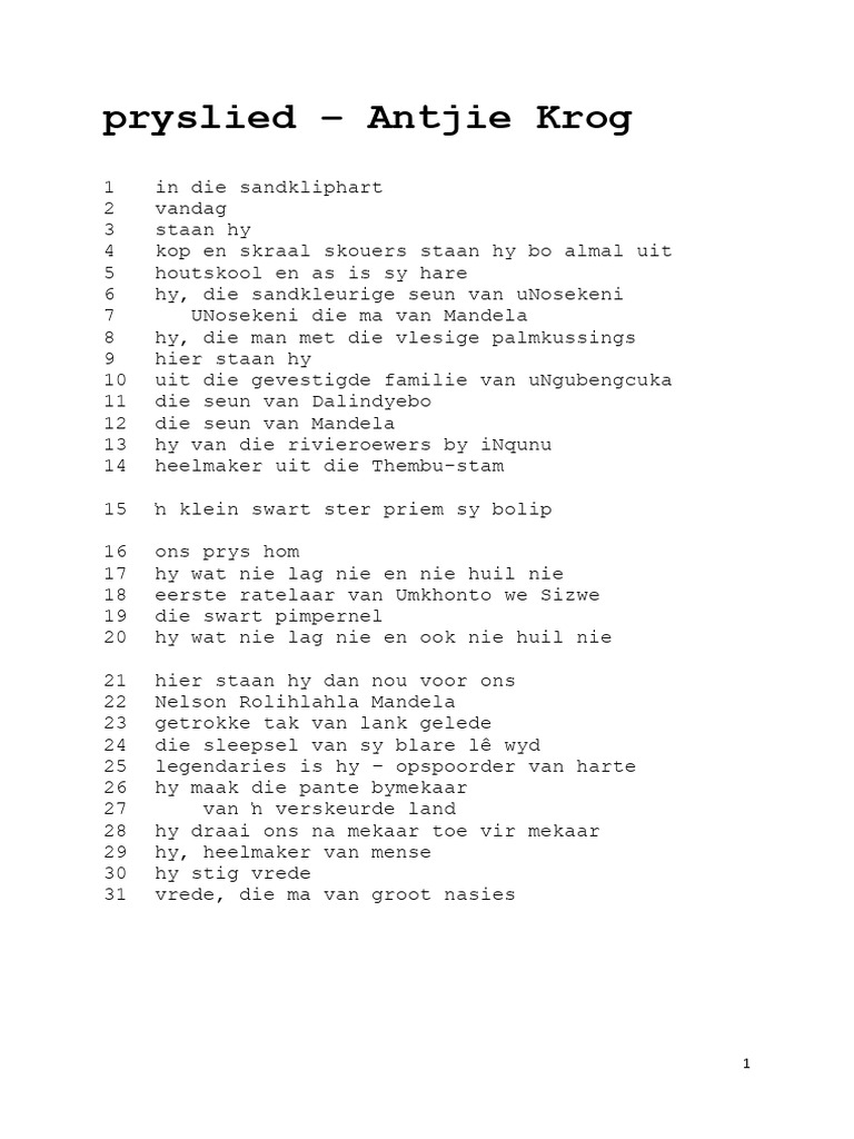 Gedig 7 Pryslied Notas Vrae En Memo A Rothman Pdf