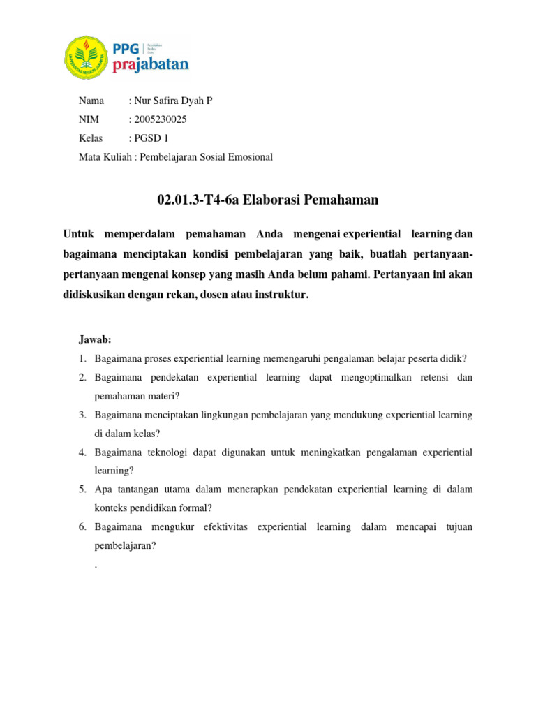 T4-6a Elaborasi Pemahaman - Nur Safira Dyah P - 2005230025 | PDF