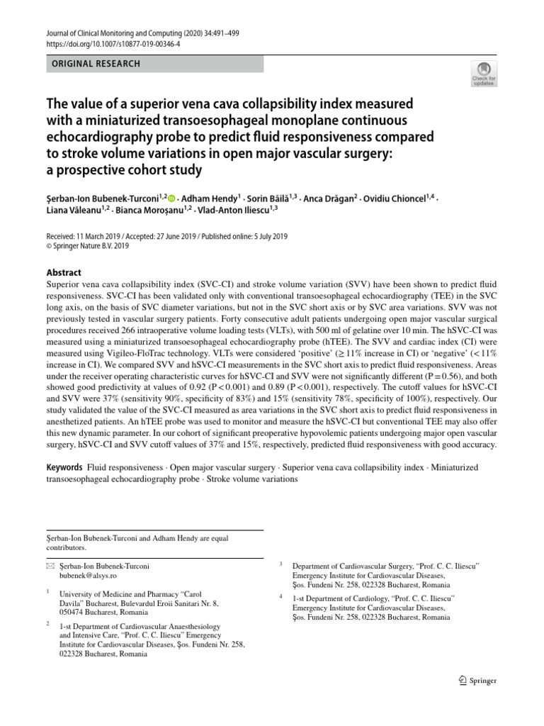 The Value of A Superior Vena Cava Collapsibility Index | Download Free PDF | Echocardiography ...