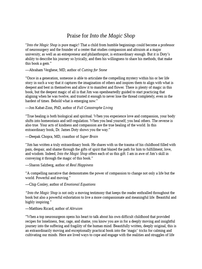 Praise for "Into the Magic Shop" | PDF | Psychology
