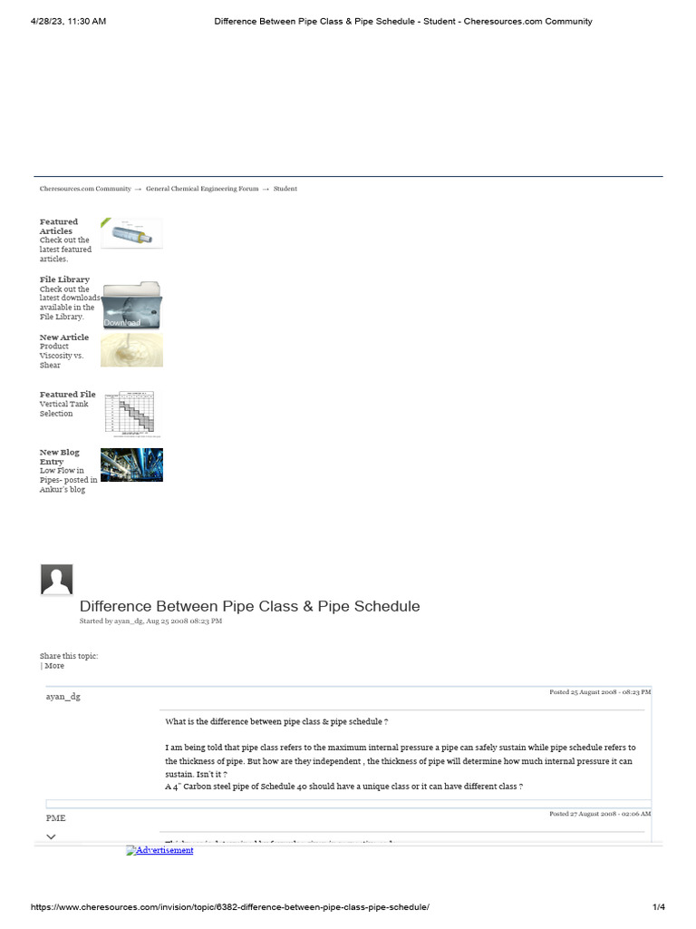 Pipe Class vs Schedule Explained | PDF | Pipe (Fluid Conveyance) | Pressure