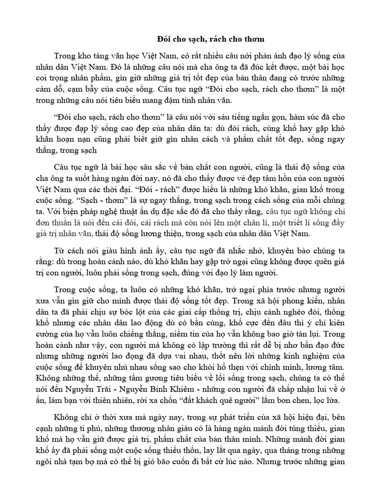 Đói Cho S CH, Rách Cho Thơm | PDF