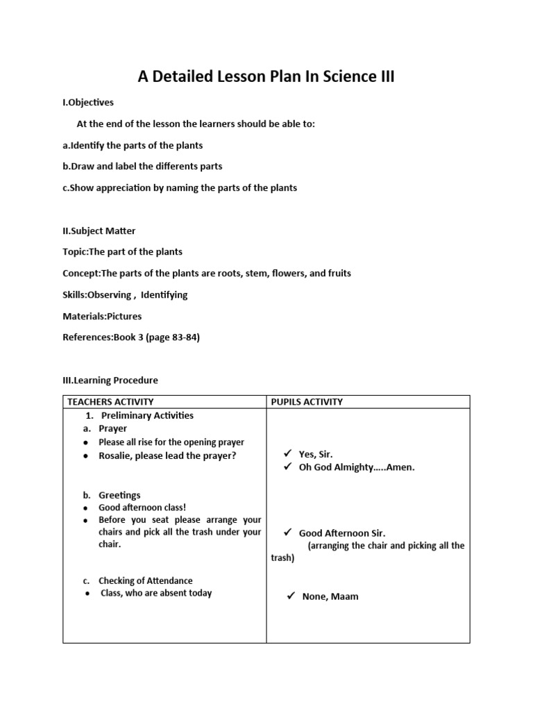 A Detailed Lesson Plan in Science | PDF | Plants | Root