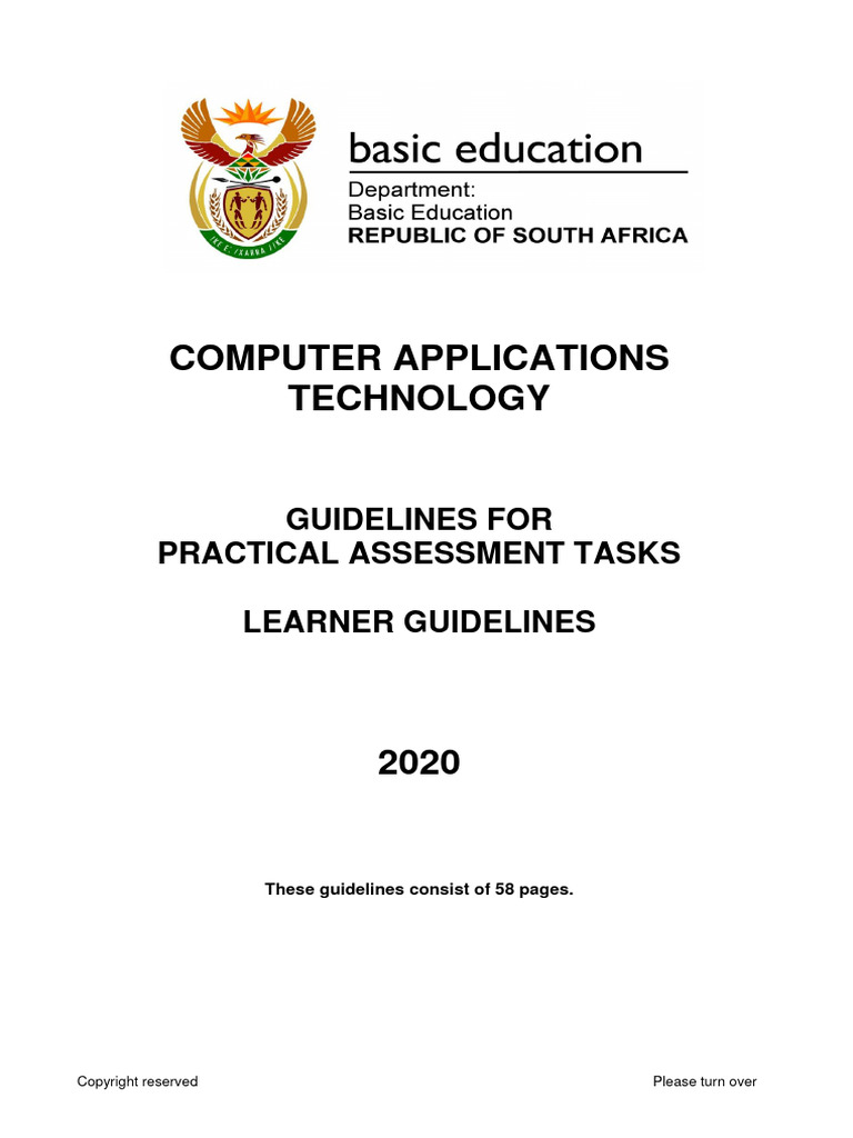 Computer Application Technology PAT GR 12 2020 Learner Guidelines Eng ...