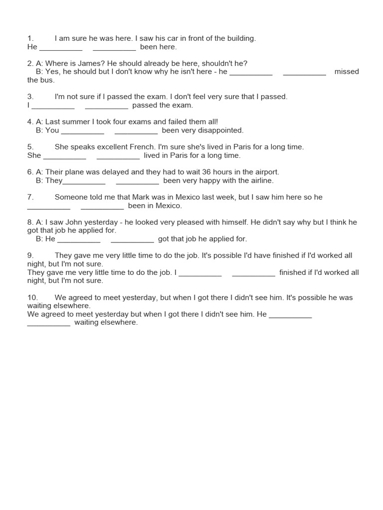 Modal verbs of Past probability | PDF