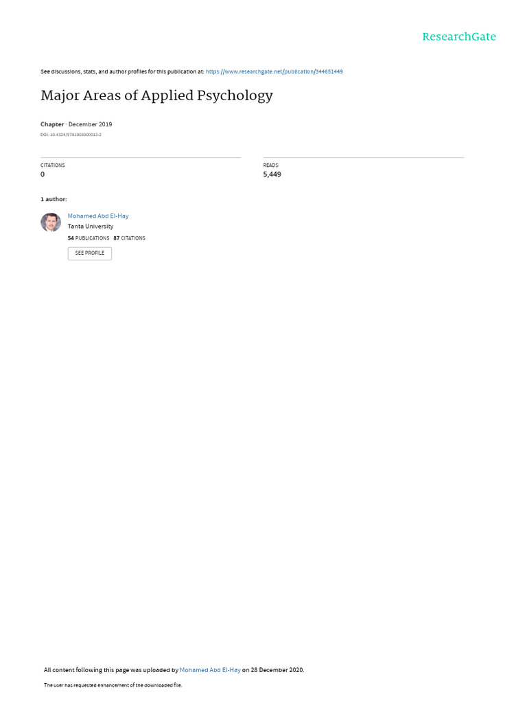 Major Areas of Applied Psychology | PDF