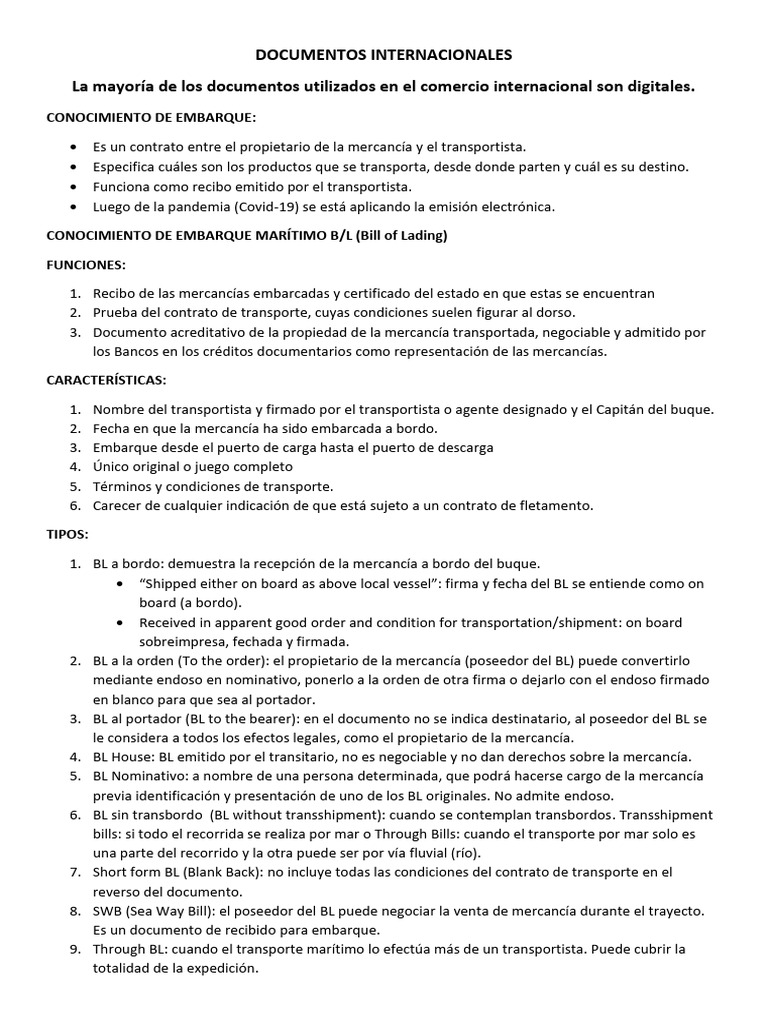 Documentos Internacionales | PDF | aduana | Factura