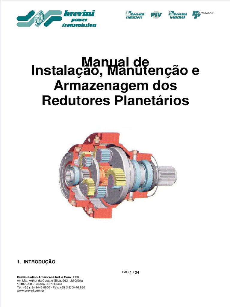 Manual de Manutenção dos Redutores Brevini | PDF | Embalagem e ...