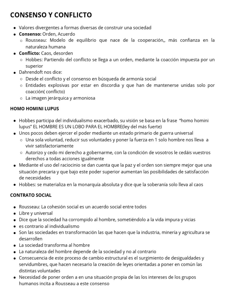 Consenso y Conflicto | PDF | Contrato social | Sociedad