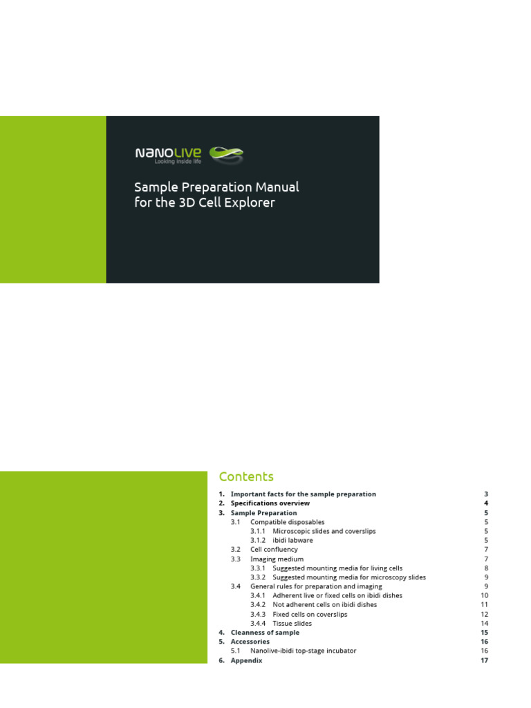 SS DM EX 003 Nanolive Sample Preparation Manual | PDF | Microscopy | Optics