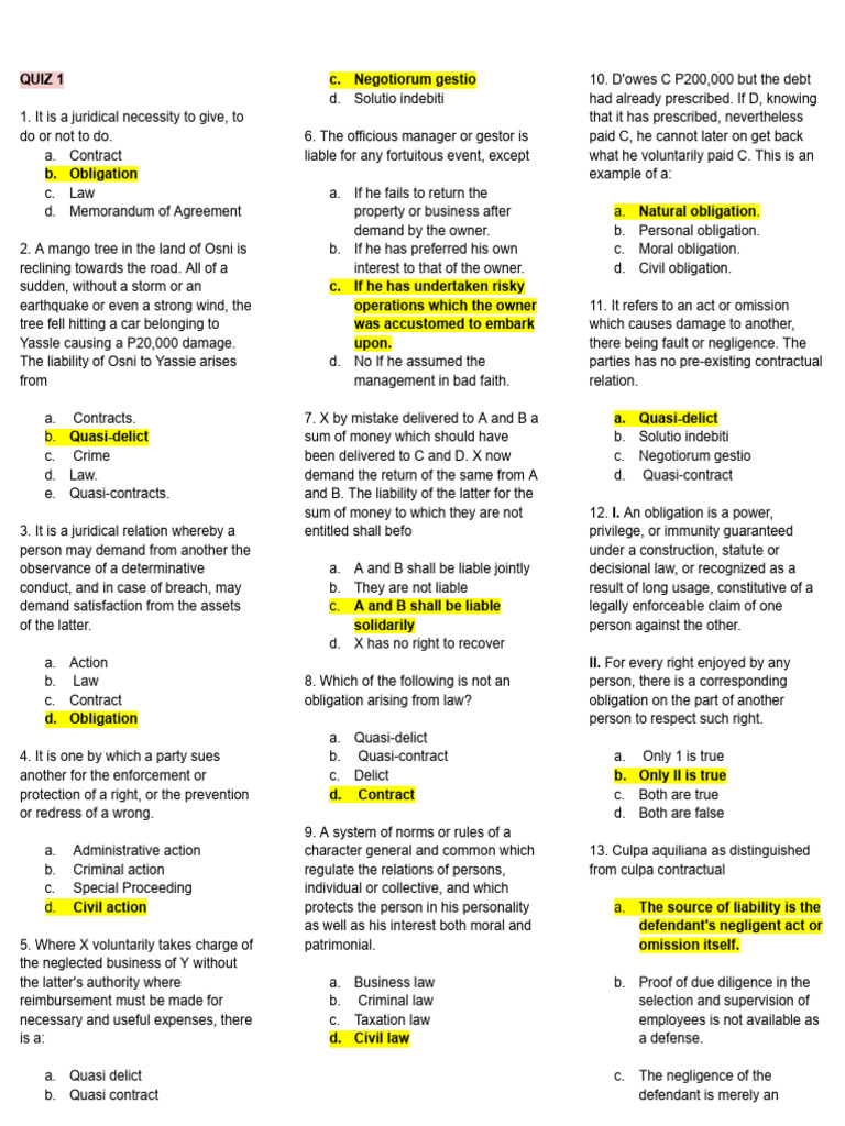OBLICON REVIEWER | PDF | Legal Liability | Legal Concepts
