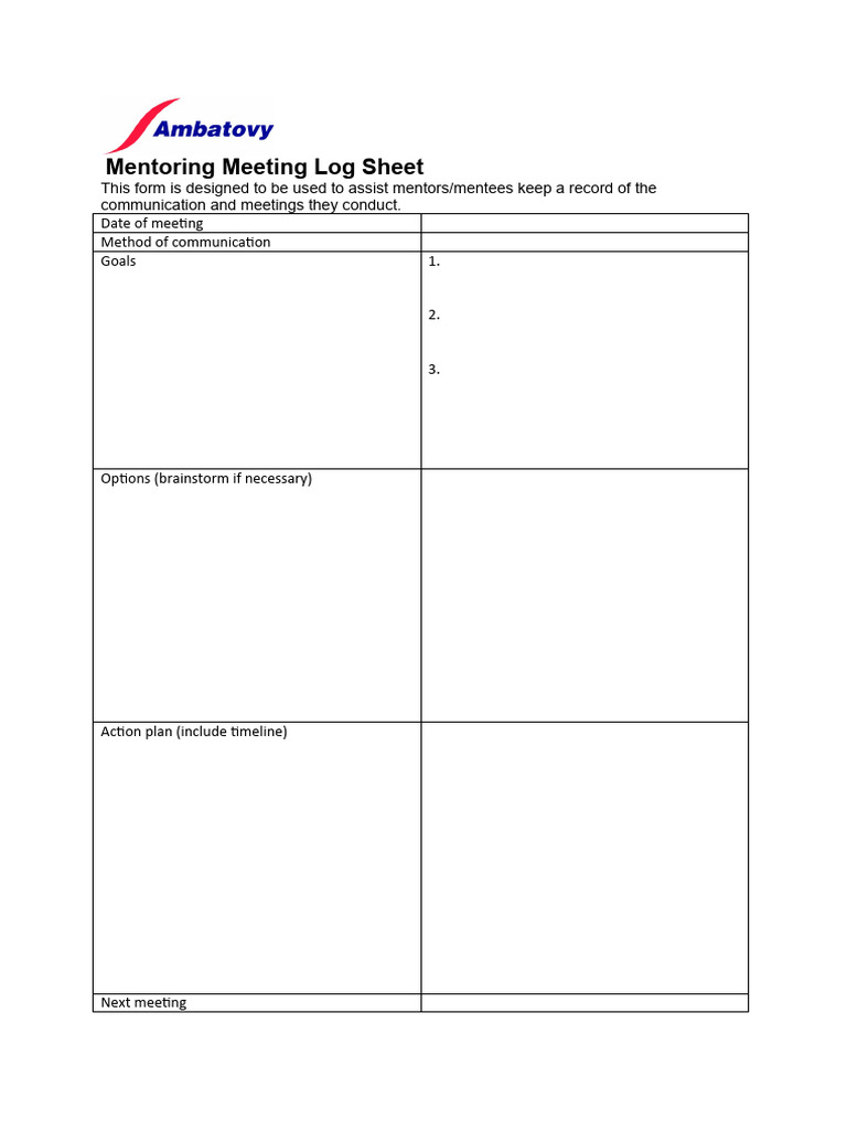 Mentoring Meeting Record Sheet | PDF | Career & Growth
