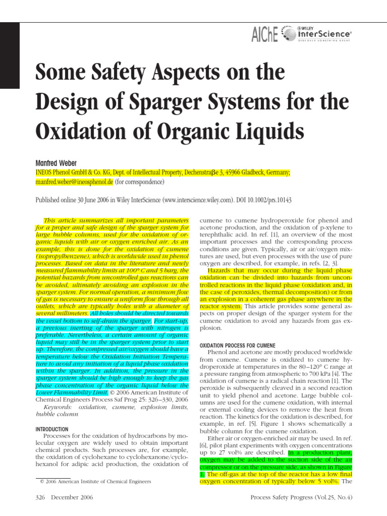 AIChE - Cumene Oxidation - INEOS - Article | PDF | Oxygen | Phase (Matter)