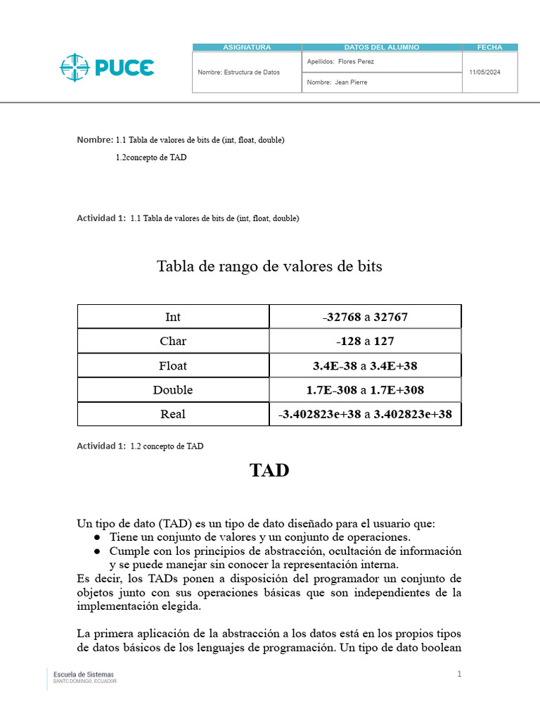 Estructura de Datos y TADs en Java | PDF | Tipo de datos | Lenguaje de ...