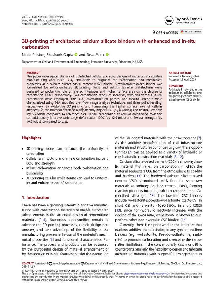 3d-Printing of Architected Calcium Silicate Binder | PDF | Scanning ...