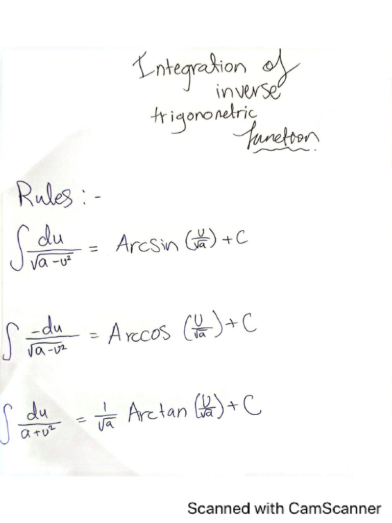 Integration of inverse trig functions | PDF