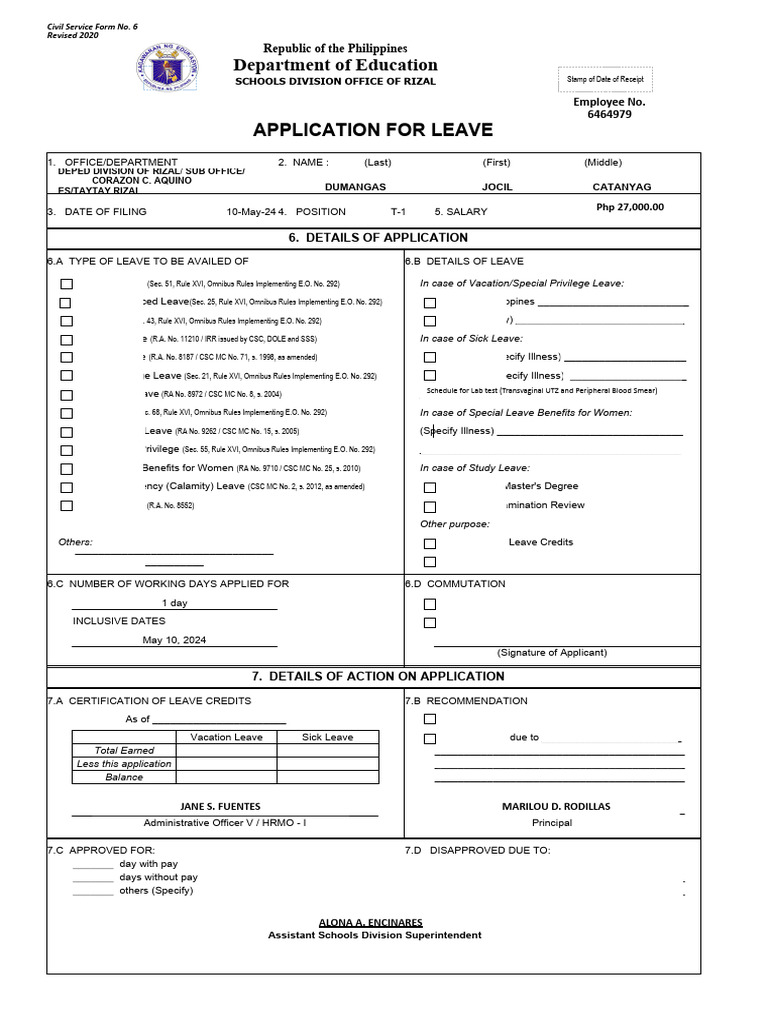 Form 6 New Template (1) | PDF | Parental Leave | Employment