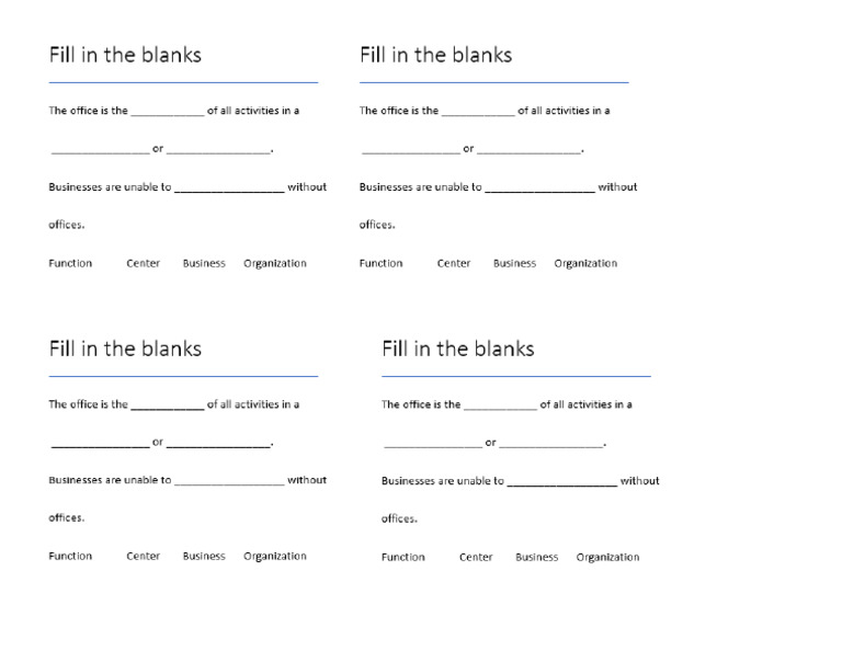 OA What Is An Office Fill in The Blanks | PDF