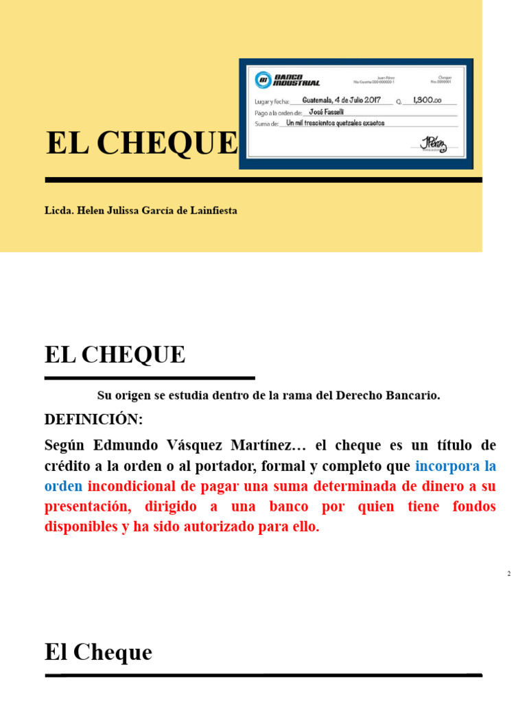 Definición y Tipos de Cheques en Guatemala | PDF | Cheque | Bancos