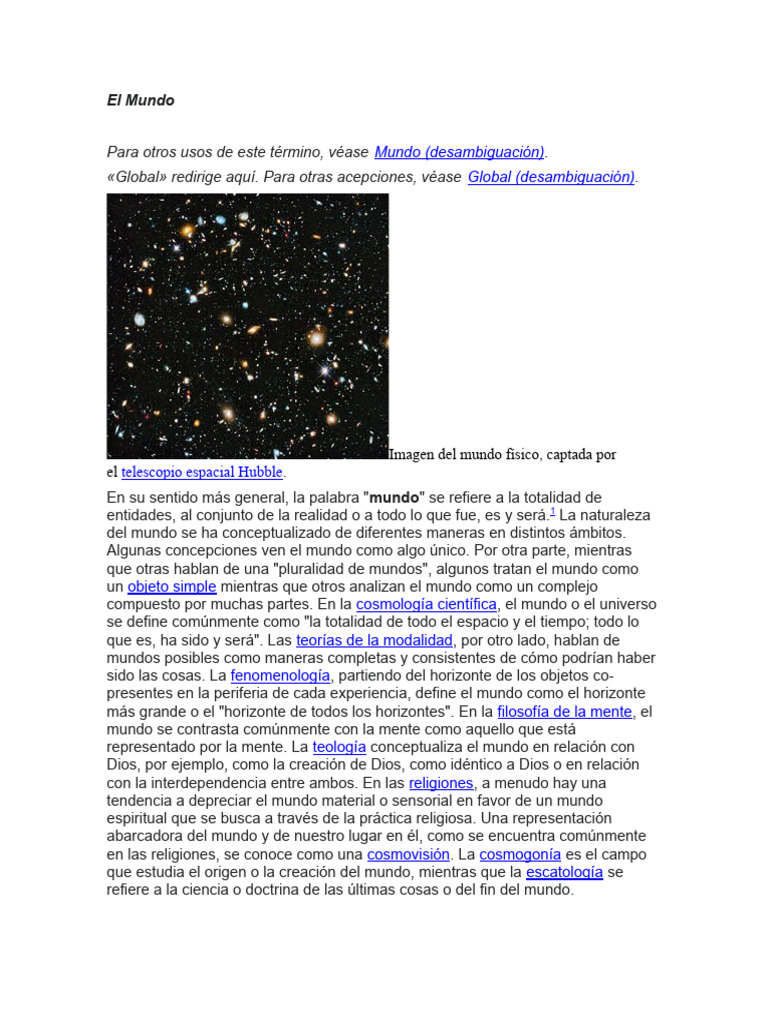 Conceptos del Mundo y Cosmología | PDF | Tiempo espacial | Universo