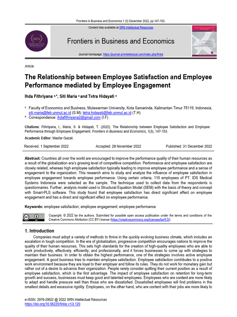 The Relationship Between Employee Satisfaction and | PDF | Job ...
