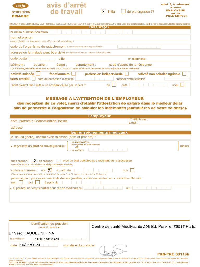 Arret de Travail 2 | PDF | Congé maladie