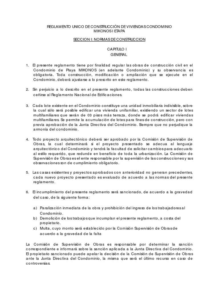 REGLAMENTO CONSTRUCCION MIKONOS v3 - 15.03 | PDF | Condominio | edificio