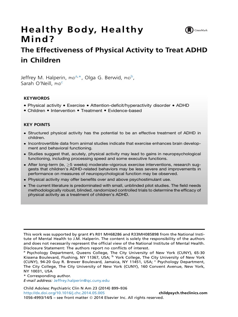 Adhd Interevention Halperin-2014 Physical-Activity | PDF | Attention ...