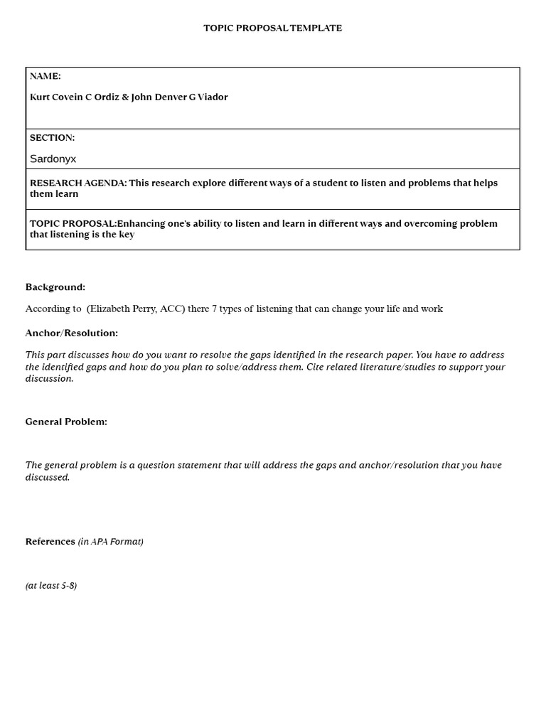 Topic-Proposal-Template - Docx 20240515 023606 0000 | PDF | Career ...